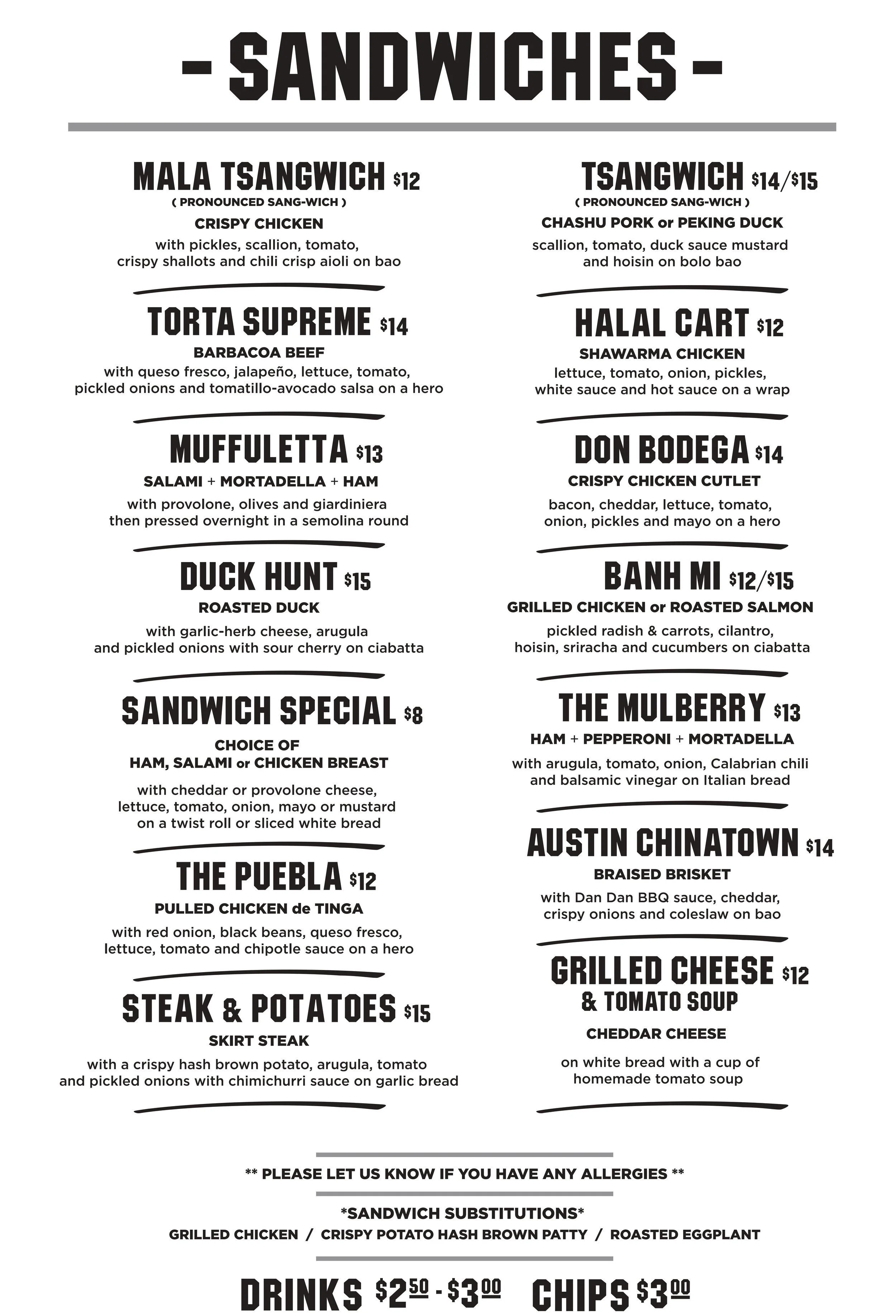 Menu — THE SANDWICH BOARD