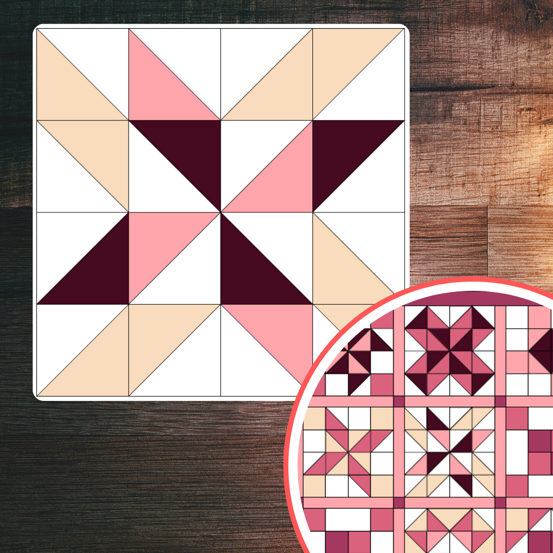 Mosaic No. 18 Quilt Block Pattern — Straight Stitching