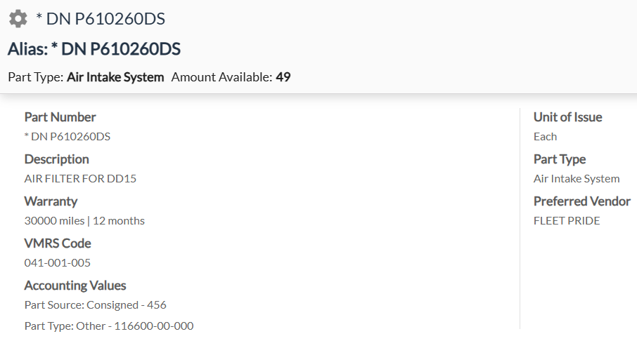 Vehicle Management Software | Parts Inventory Module — Alpine Data ...