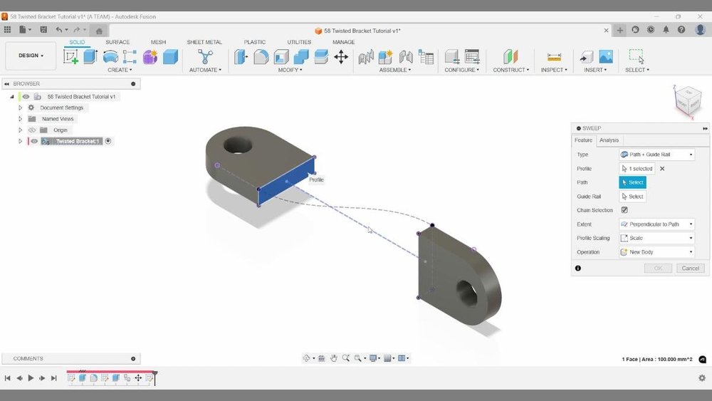 Make Complex Shapes in Fusion: Twisted Bracket with 3D Sketches — The ...