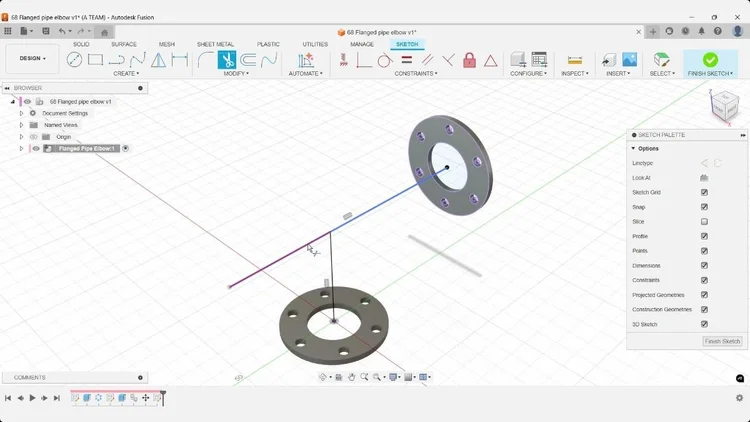 Flanged Pipe Elbow in Fusion: Model, Fillet, and Create Technical ...