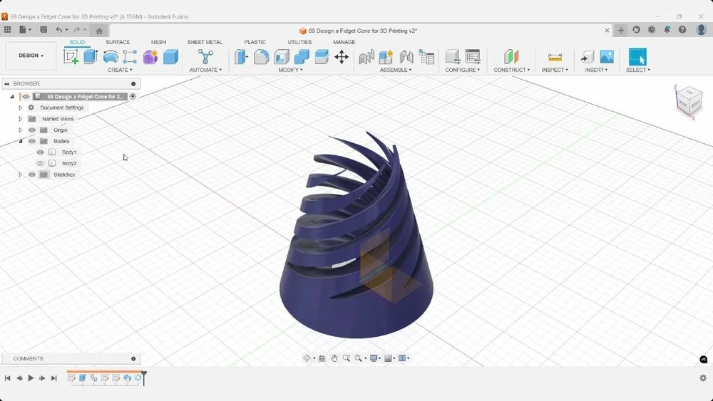 Twisted Cone Vase in Fusion – Surface Modeling for 3D Printing — The ...