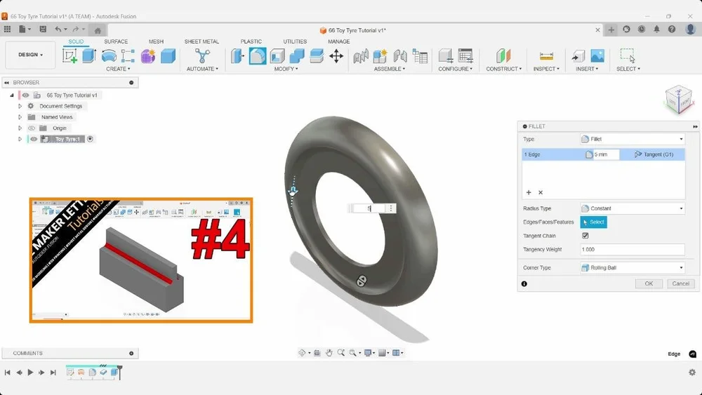 How to Model a Parametric Tire in Fusion (Surface and Solid Workflows ...