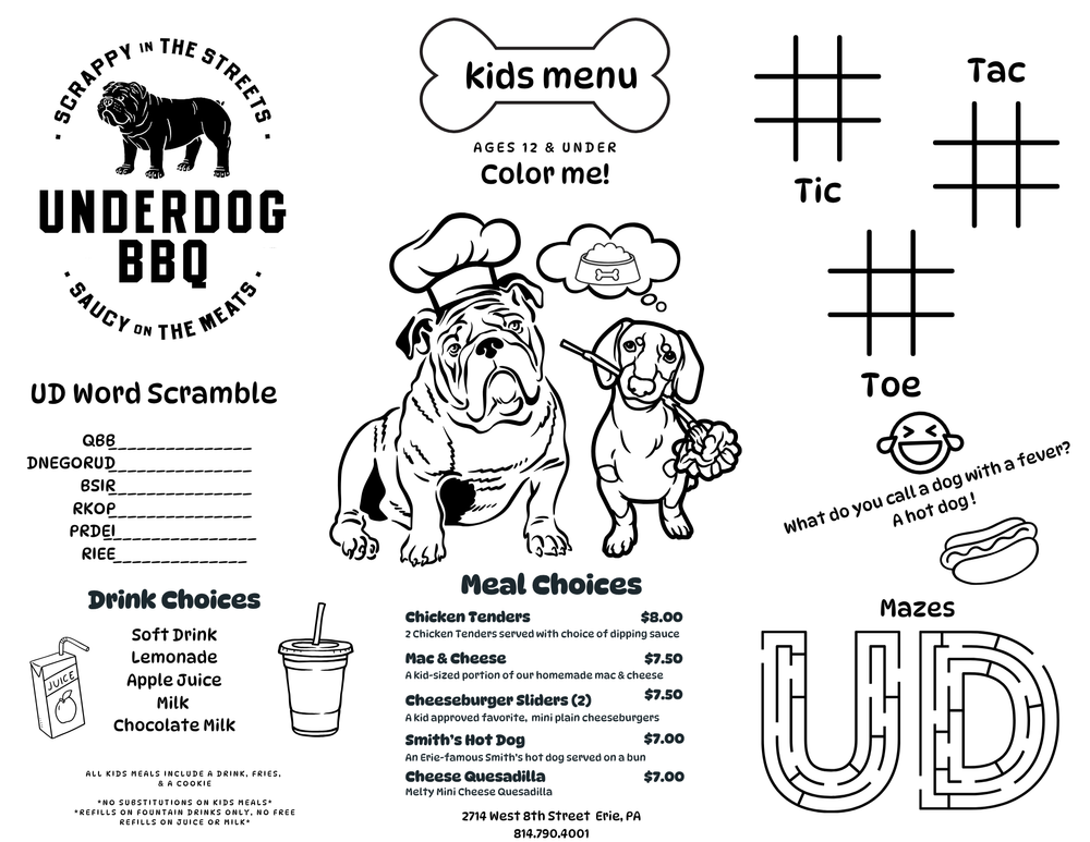 Menu — Underdog BBQ