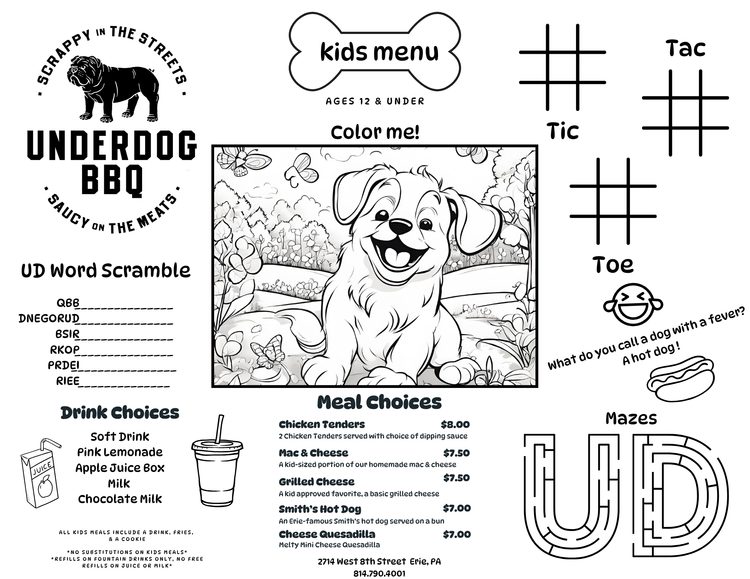 Menu — Underdog BBQ