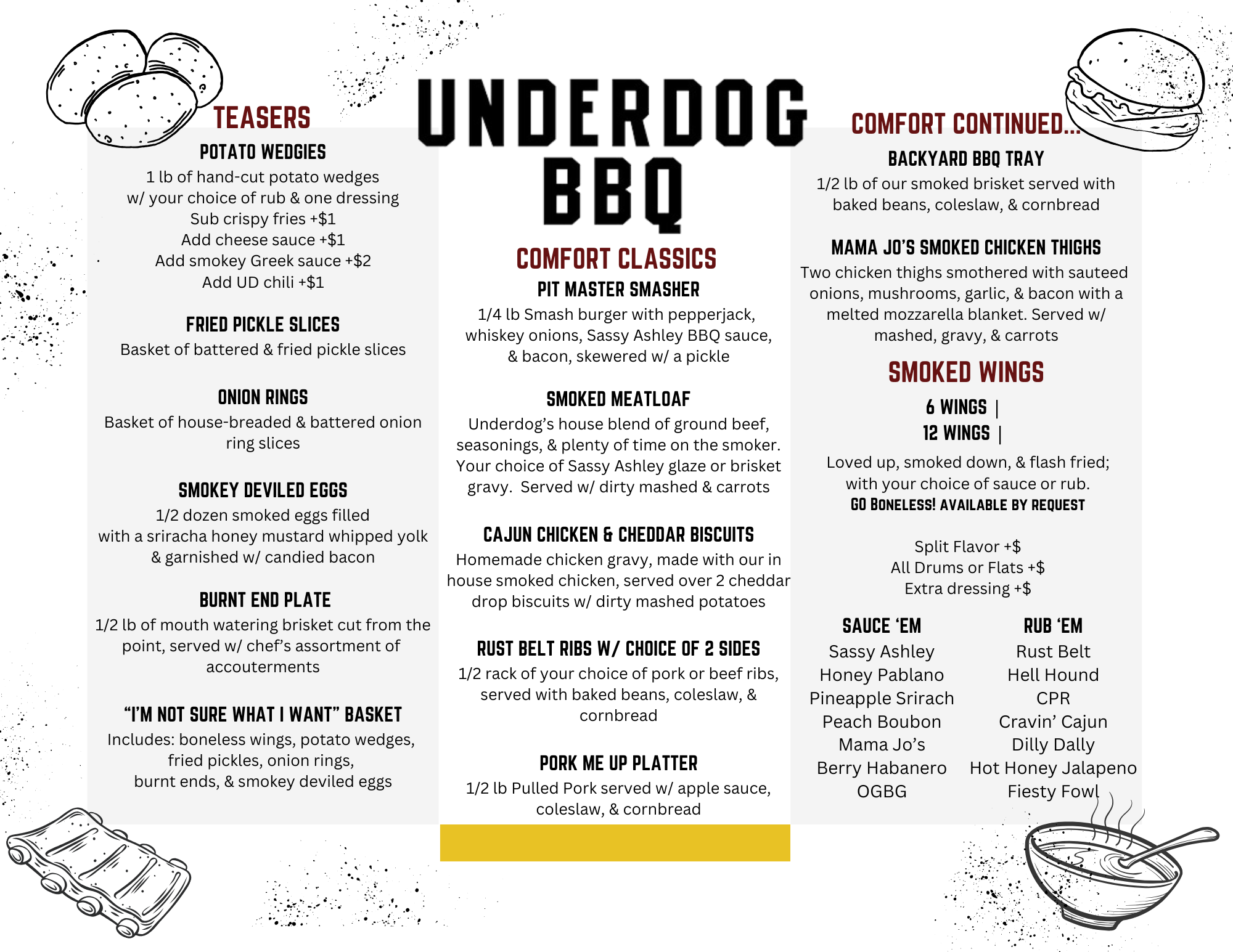 Menu — Underdog BBQ
