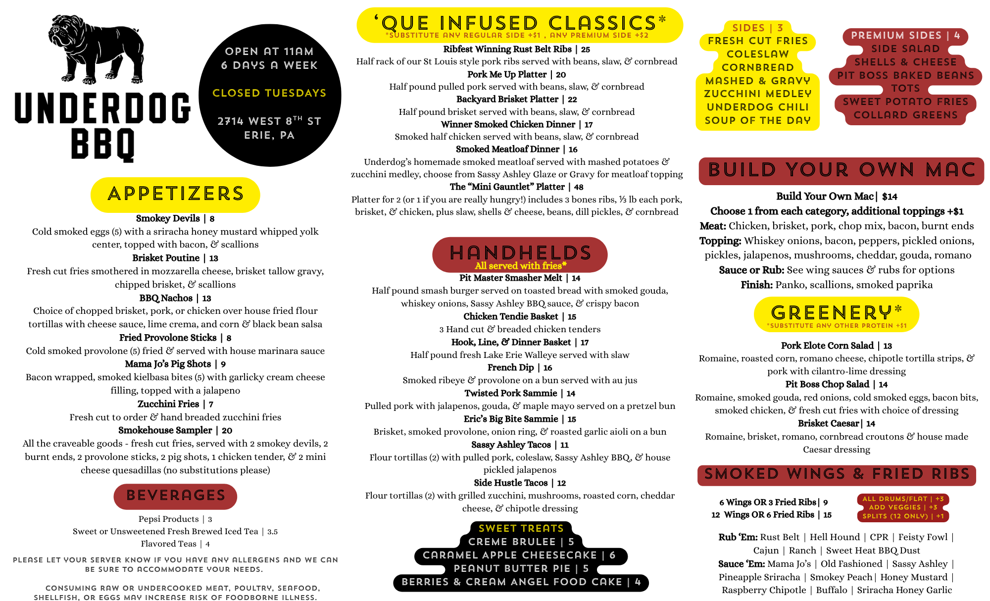 Menu — Underdog BBQ