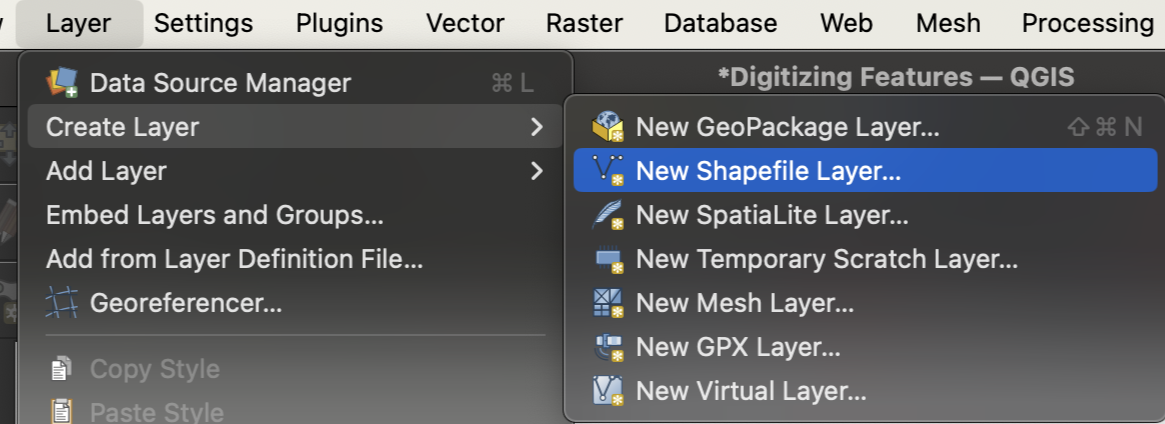 Creating a New Vector Dataset — mapping 101