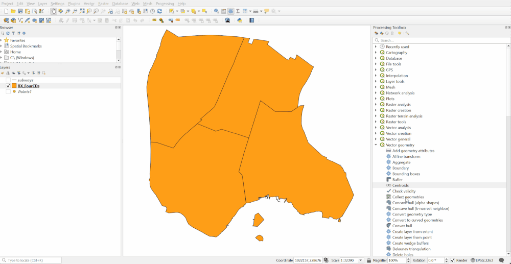 Creating Points from Polygons (Centroids tool) — mapping 101