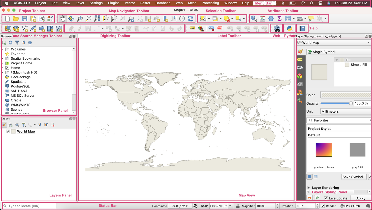 the QGIS Interface — mapping 101
