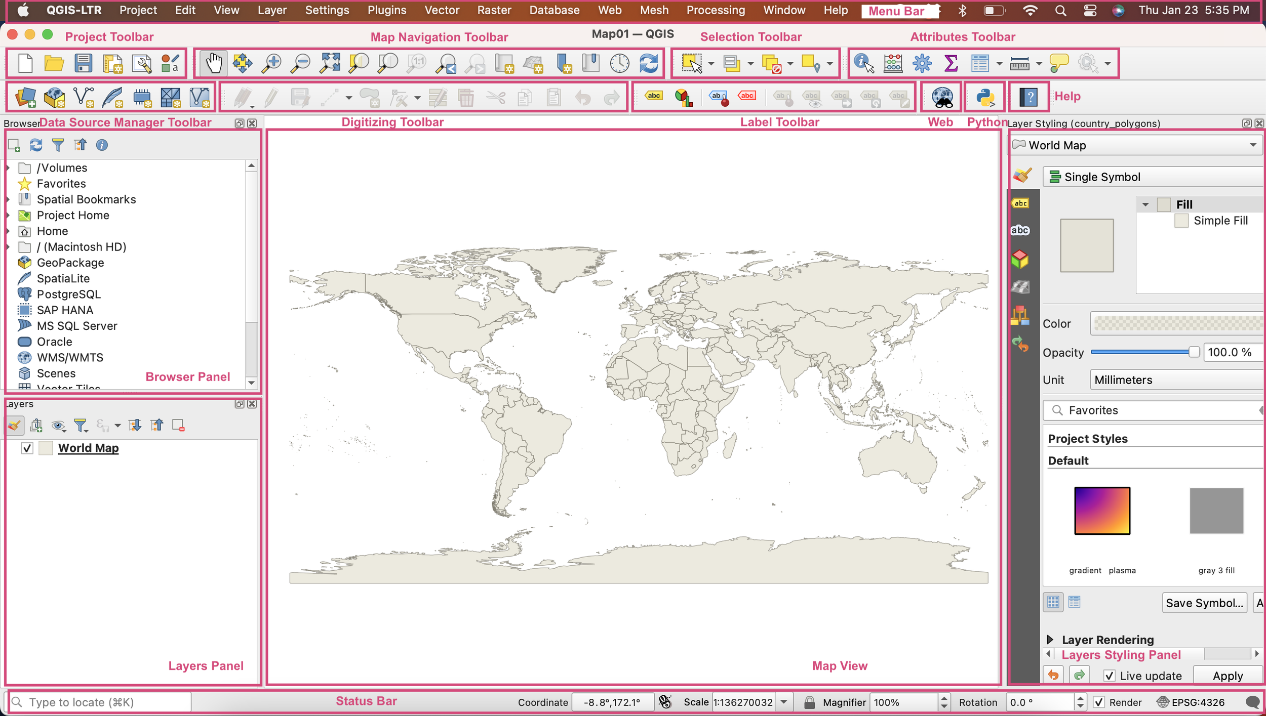 the QGIS Interface — mapping 101