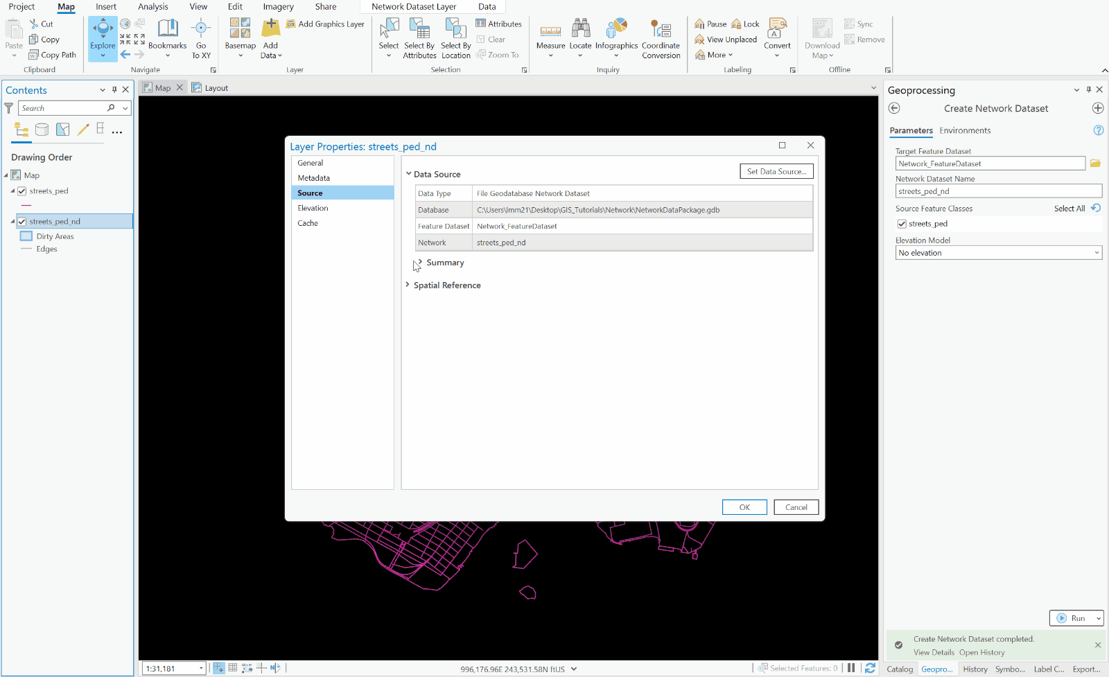 Creating & Building a simple Esri Network Dataset — mapping 101
