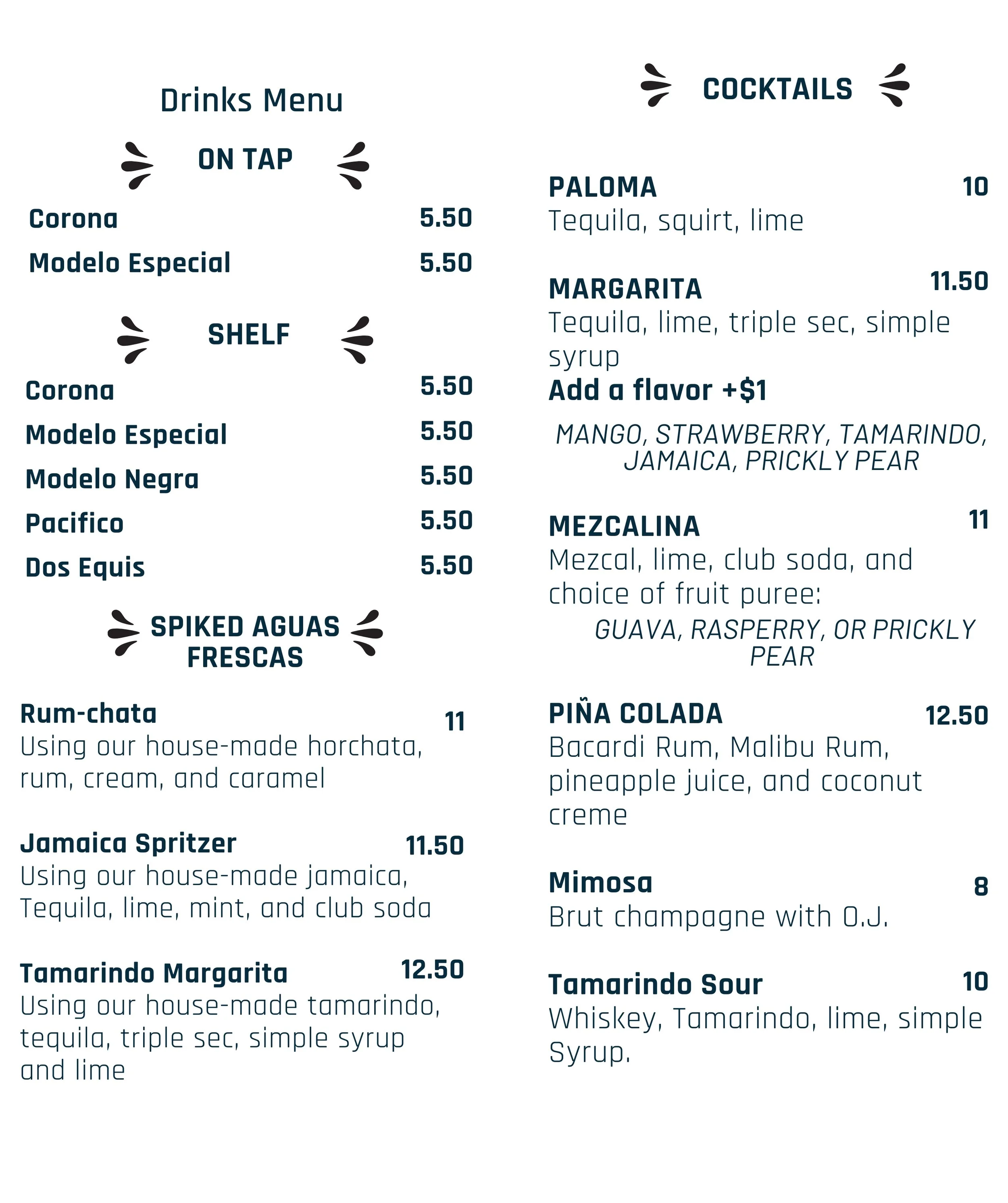 Menu — Domingo's