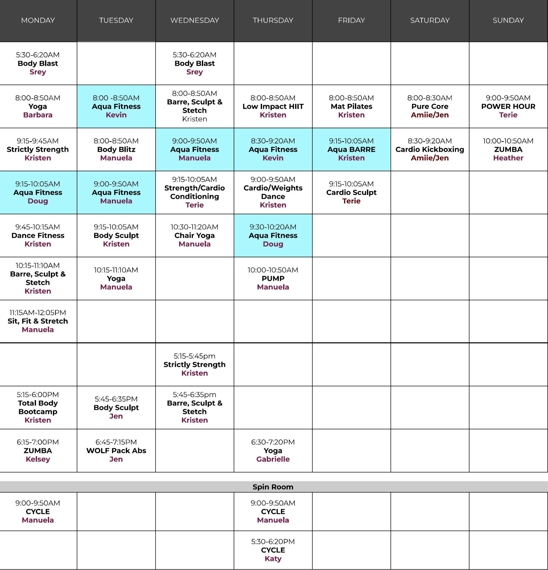 CLASS SCHEDULE — WOLF Fitness Mullica Hill