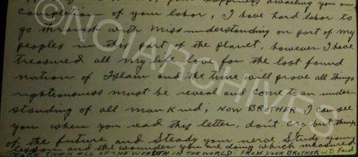 Letter to Elijah Muhammad 9-7-1933 — Alam Khan Publications