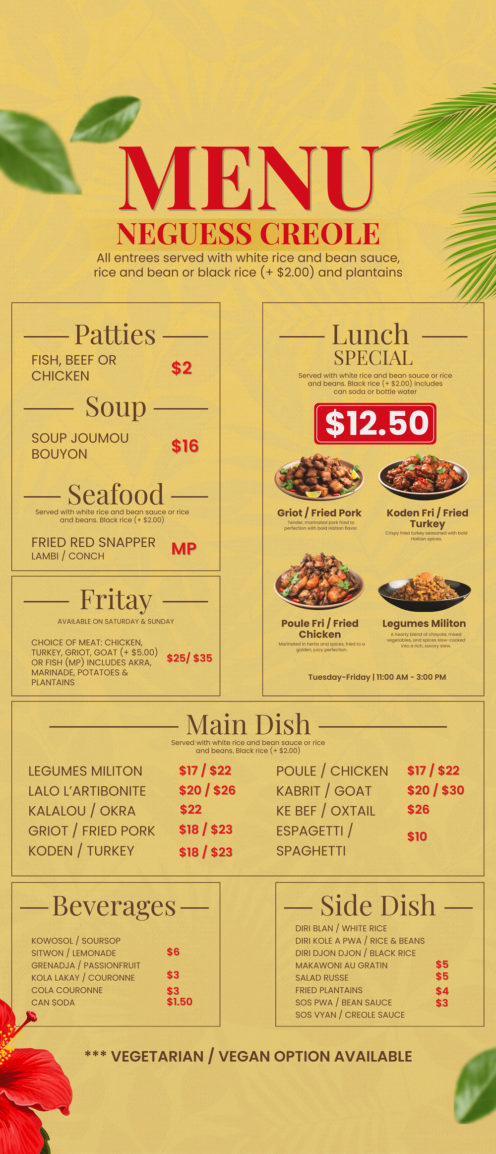 Menu — Neguess Creole