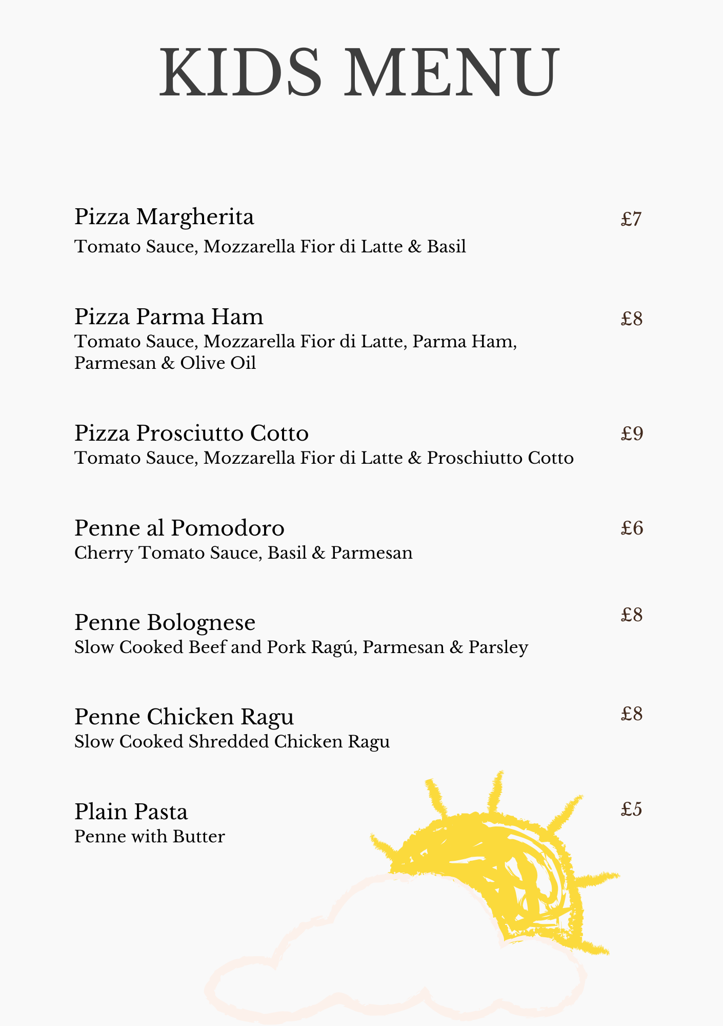 Italian Cuisine Menu — ANASMA