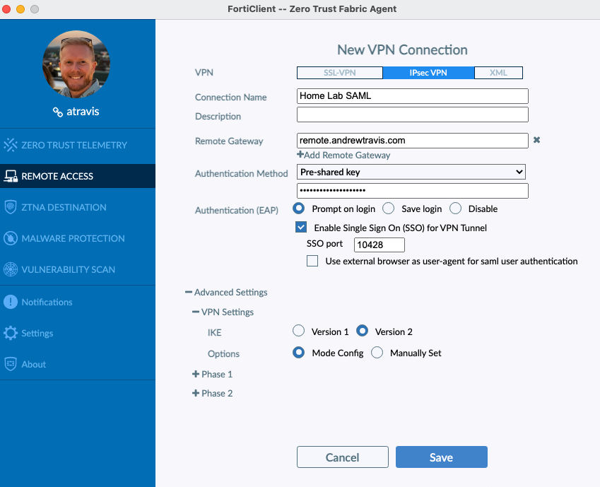 FortiGate IPsec VPN with SAML — Andrew Travis