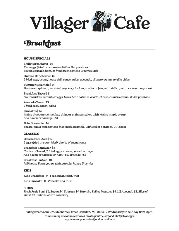 Menu — Villager Cafe