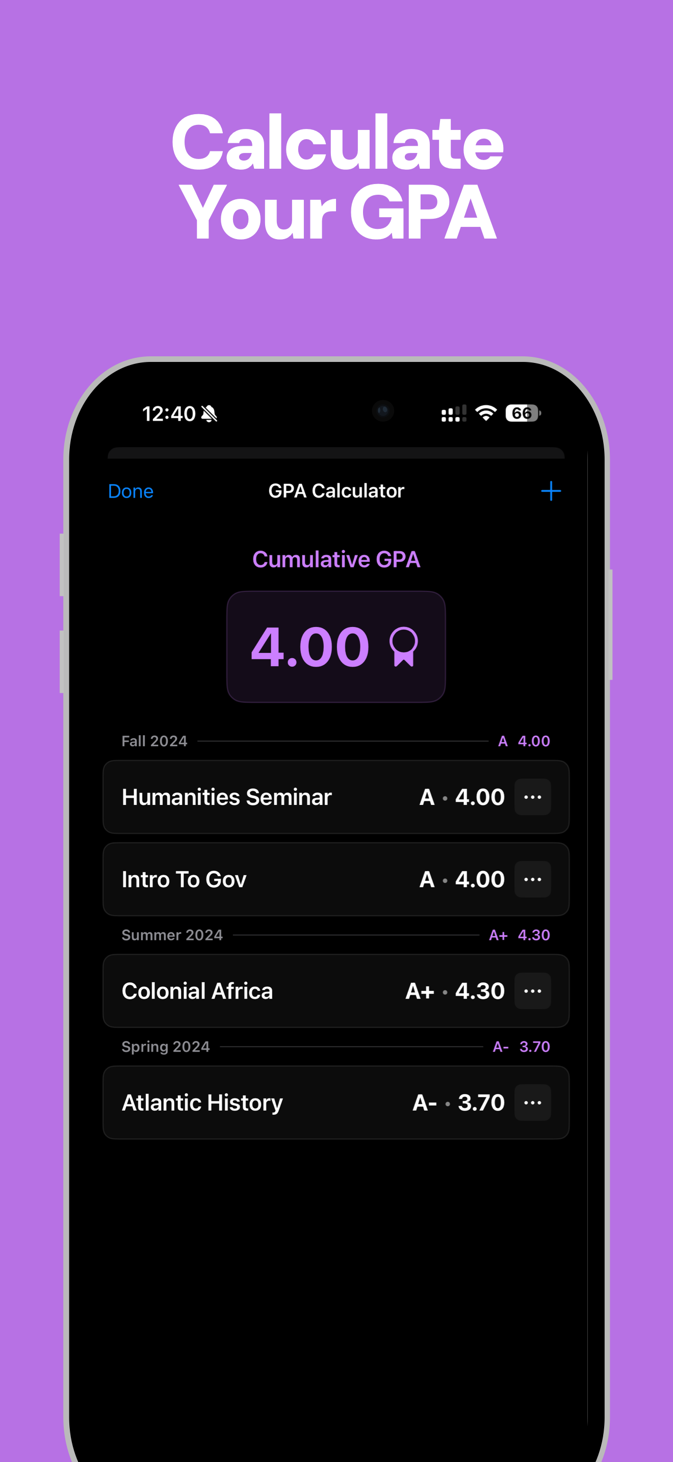 Fouro: Calculate Grades, GPA & Track Assignments for free!