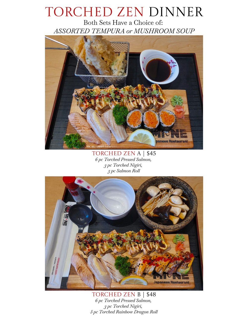 Aurora Menus — MI•NE Sushi