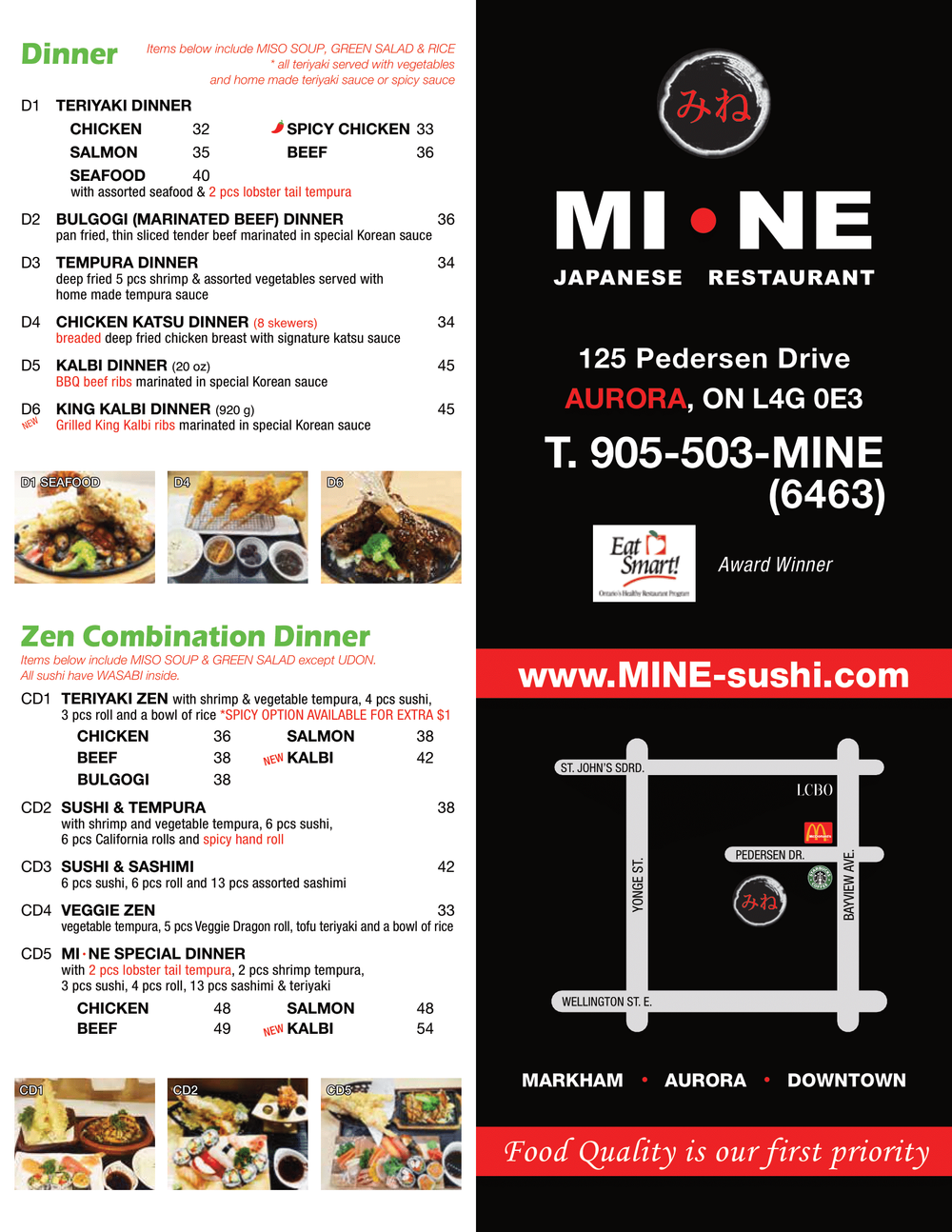 Aurora Menus — MI•NE Sushi