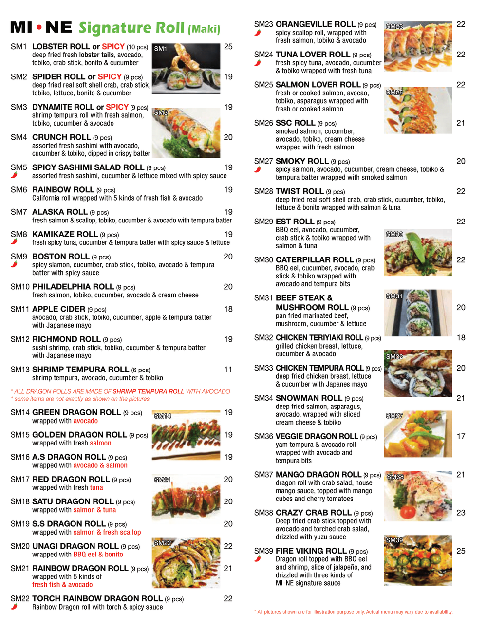 Markham Menus — MI•NE Sushi