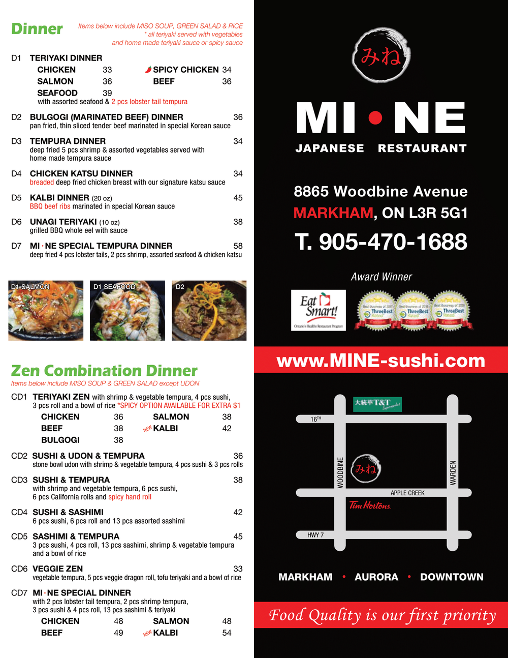 Markham Menus — MI•NE Sushi