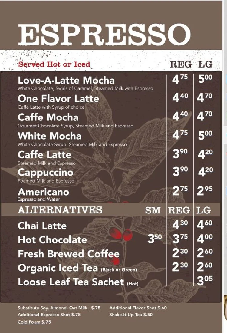 Menu — Love-A-Latte