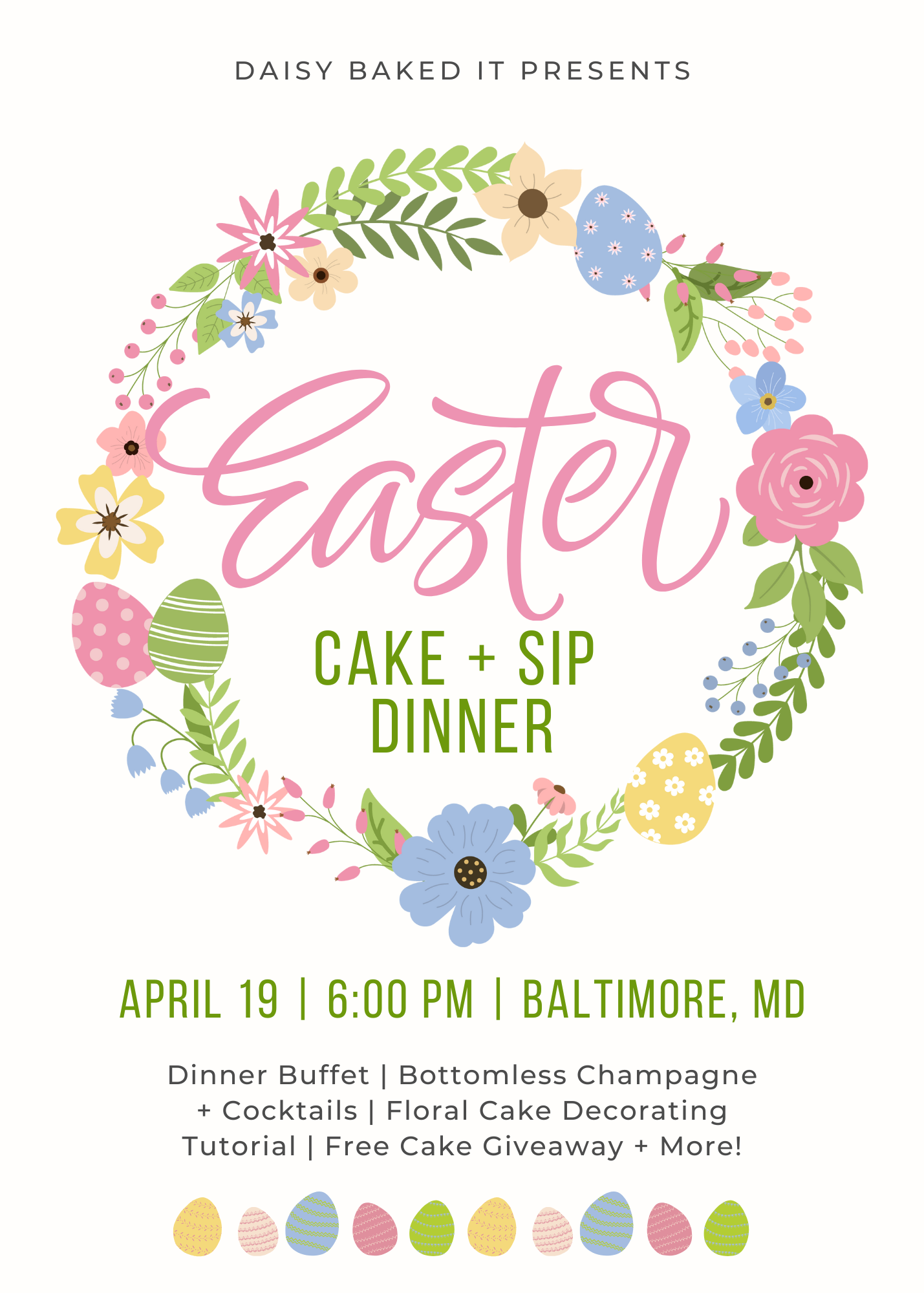 Upcoming Cake + Sip Experiences — Daisy Baked It
