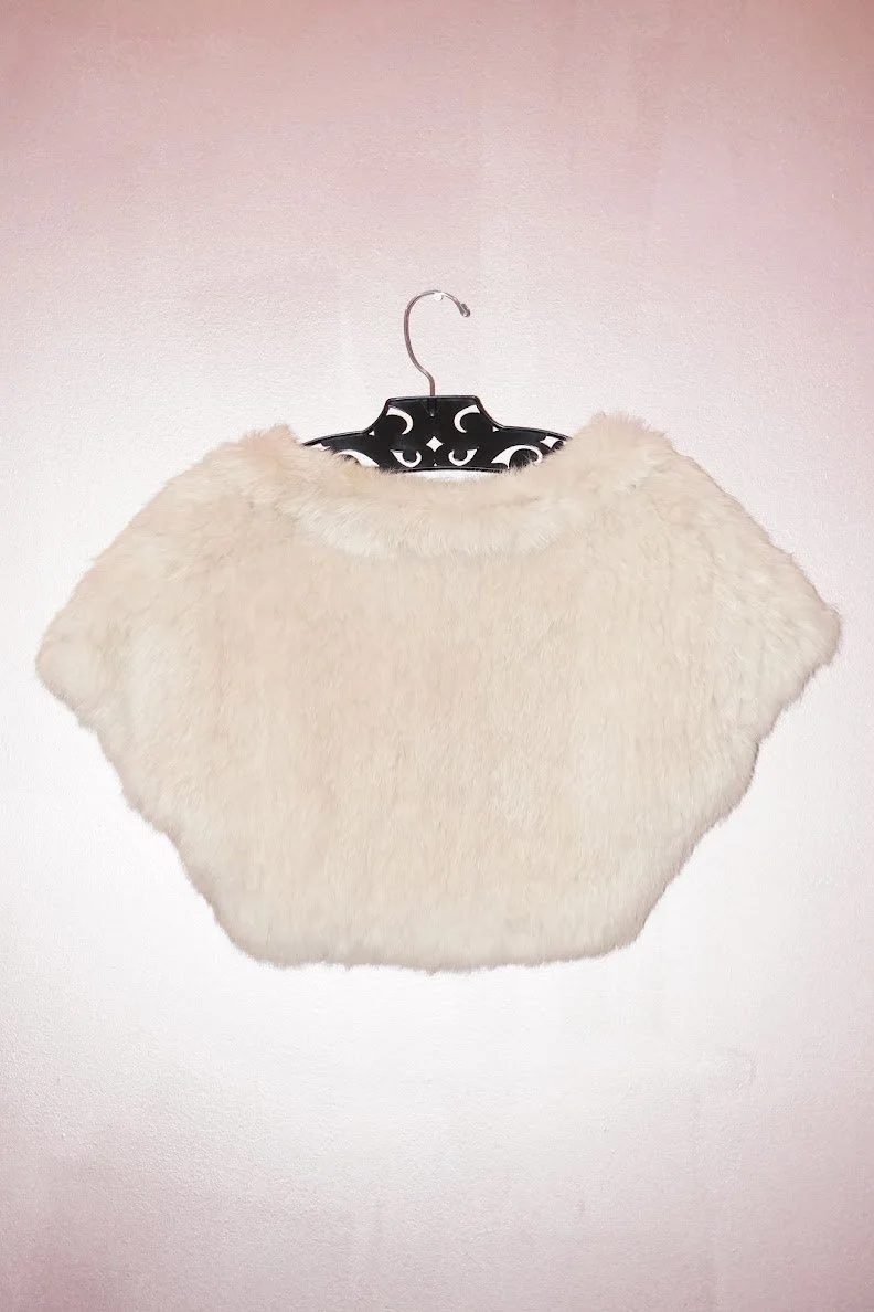 illocana Japanese vintage cream rabbit fur bolero — Venus in Tokyo