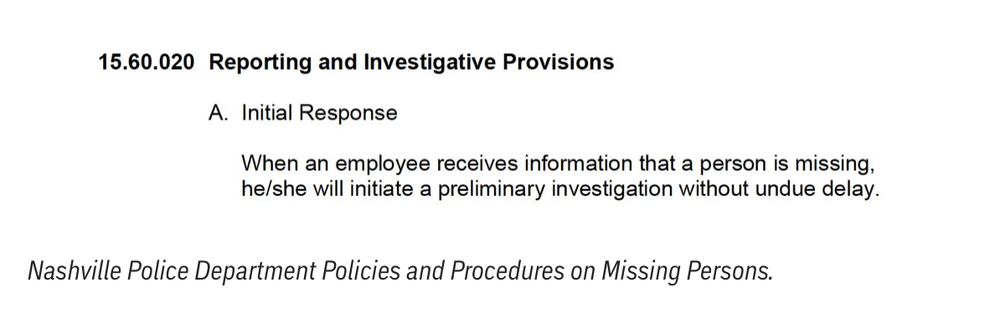 How to File a Missing Person Report in Tennessee — Search Investigations