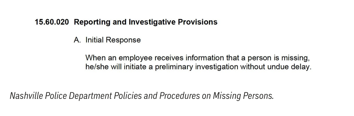 How to File a Missing Person Report in Tennessee — Search Investigations
