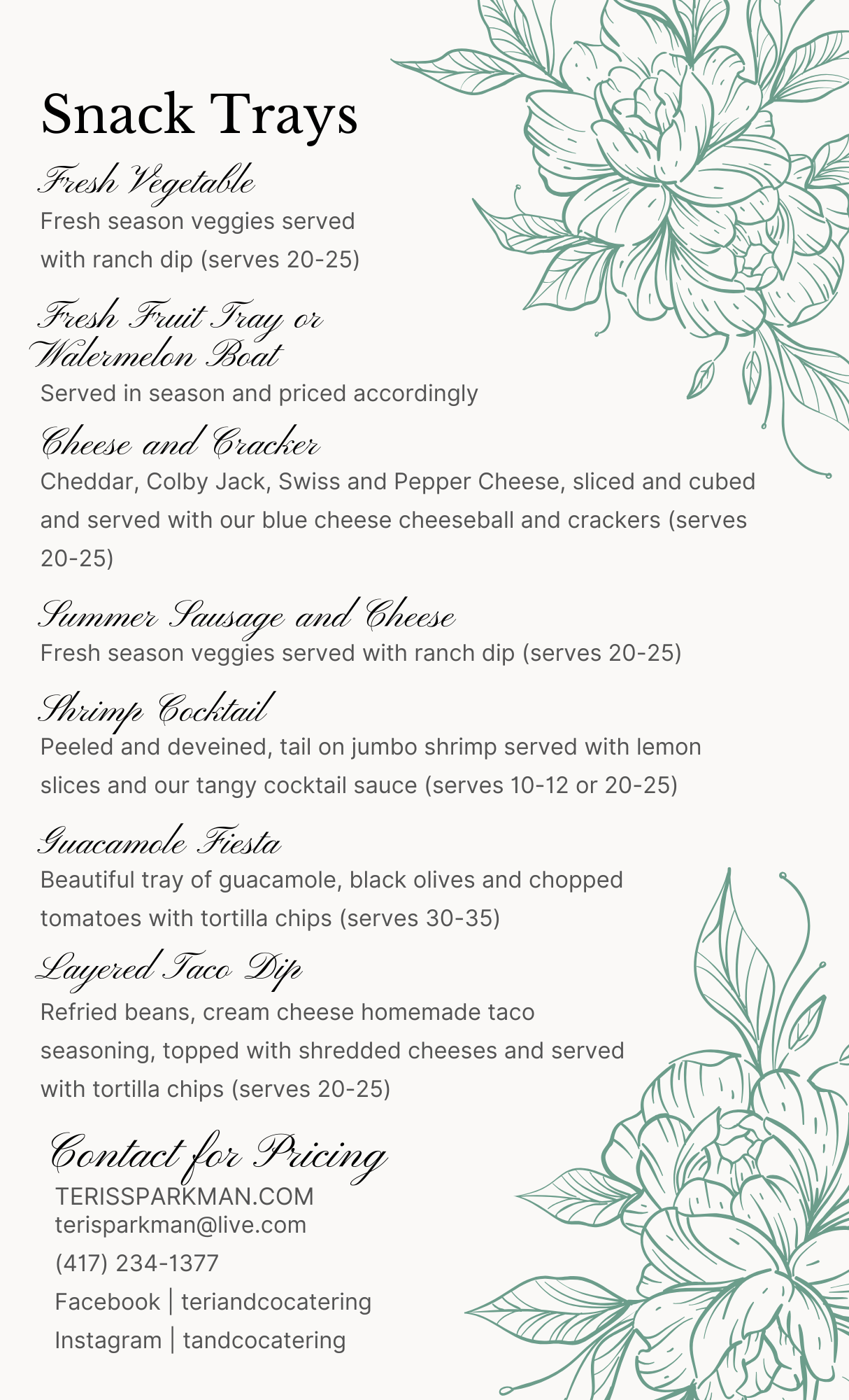 Menu — Teri & Company Catering