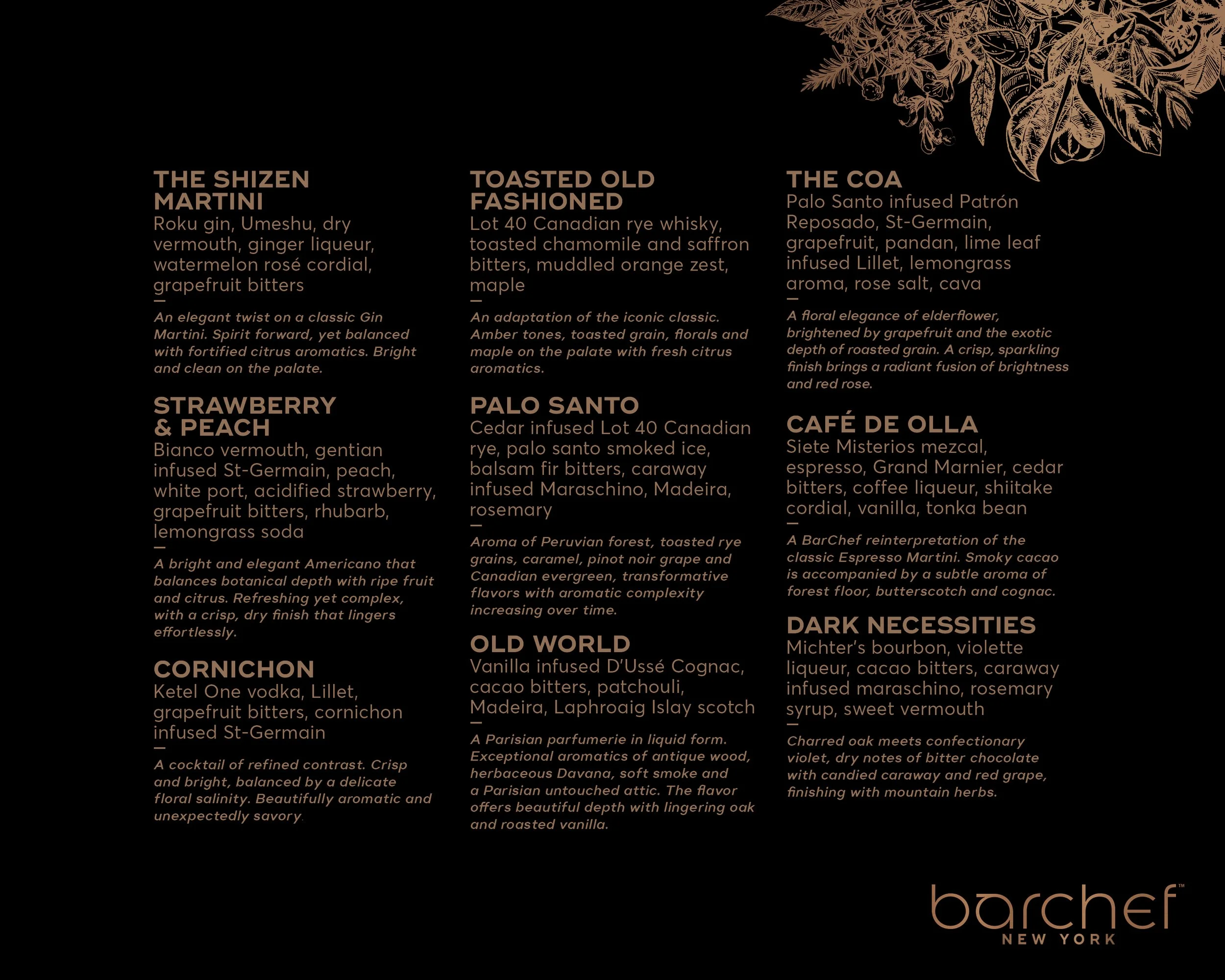 MENU — BarChef New York