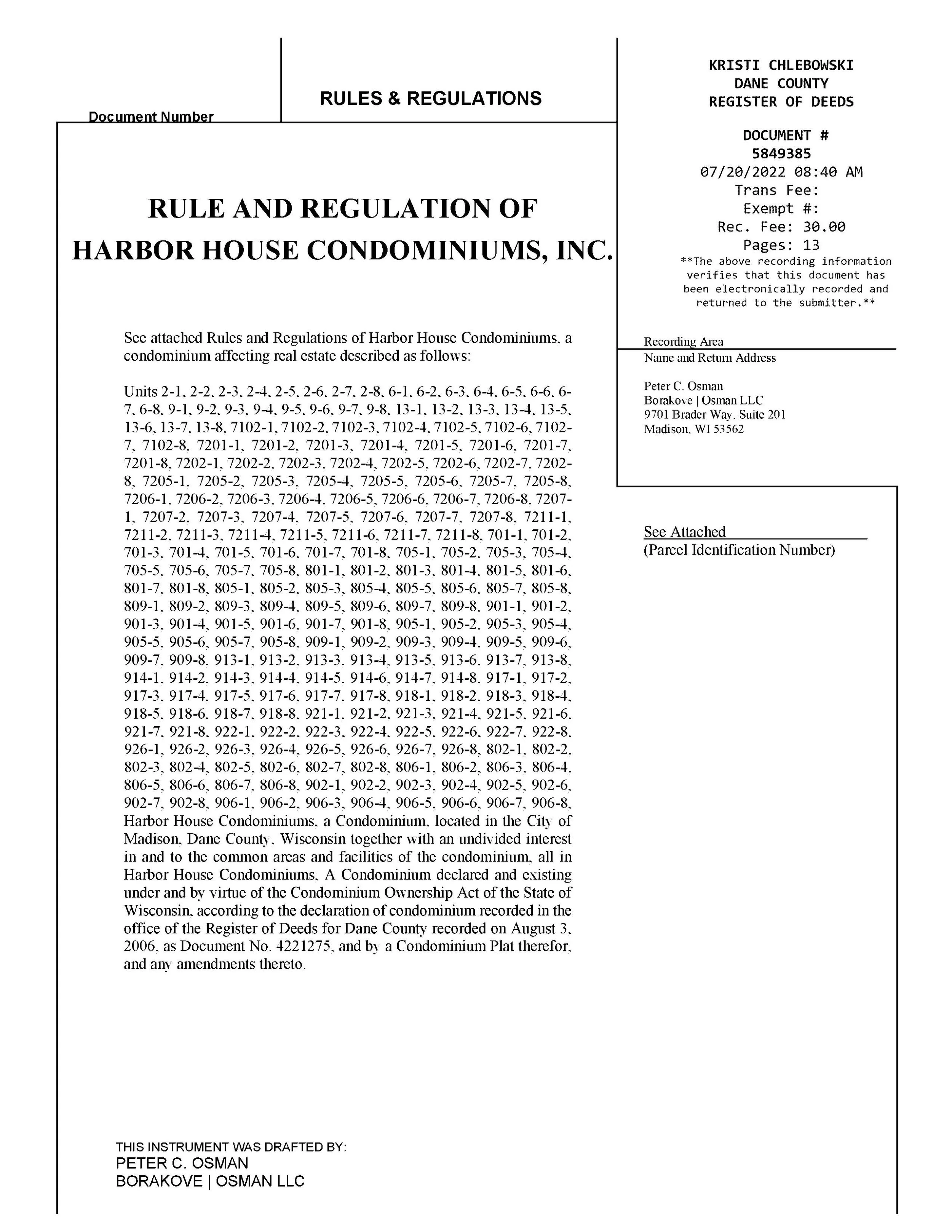 Documents — Harbor House Condominiums