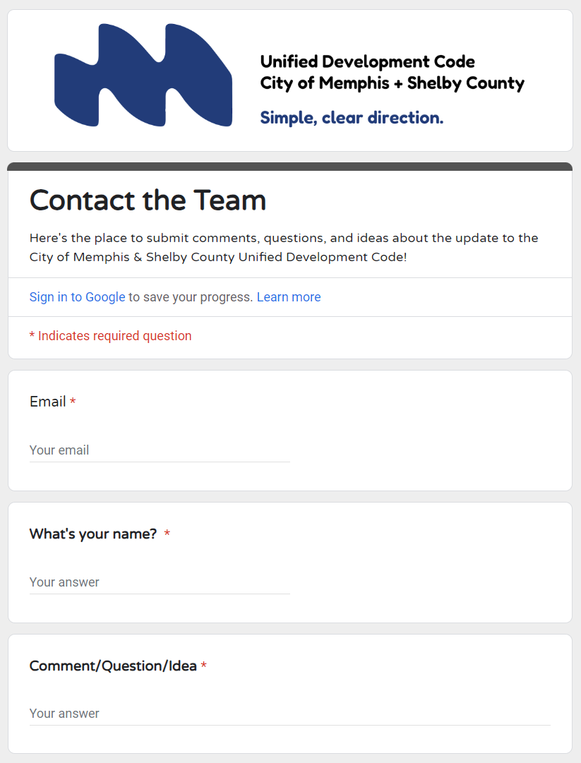 Contact the Team — City of Memphis & Shelby County Unified Development Code