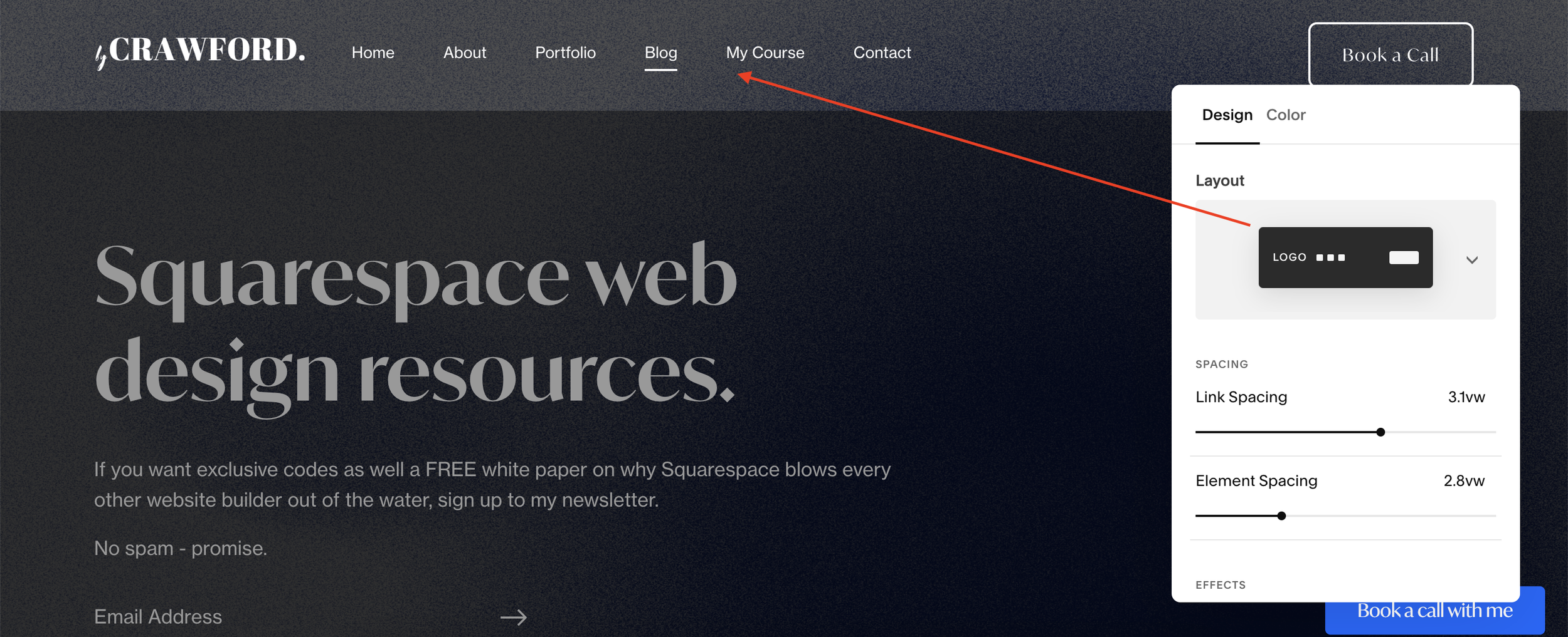 Change Header Layout on Squarespace — by Crawford