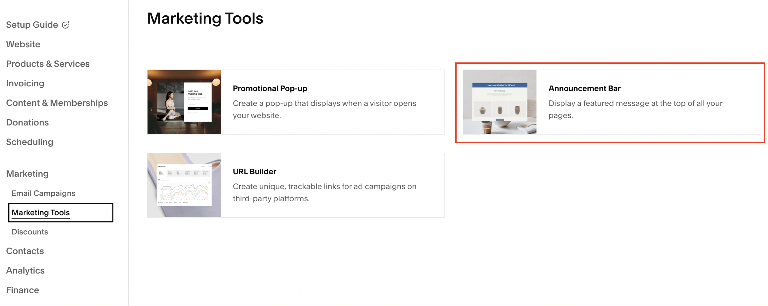 How to Add a Squarespace Announcement Bar — by Crawford