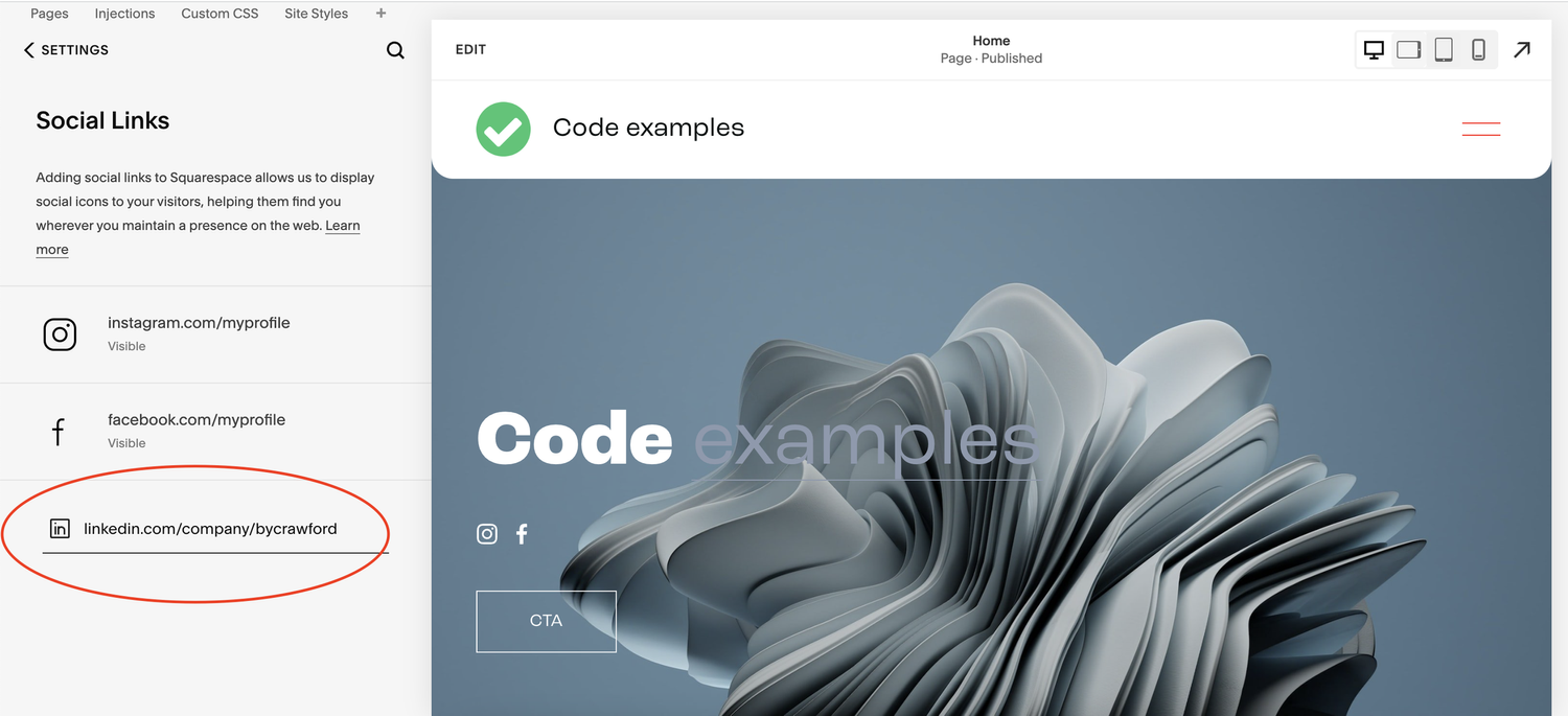 How to Link Your Social Profiles to Your Squarespace Block — by Crawford