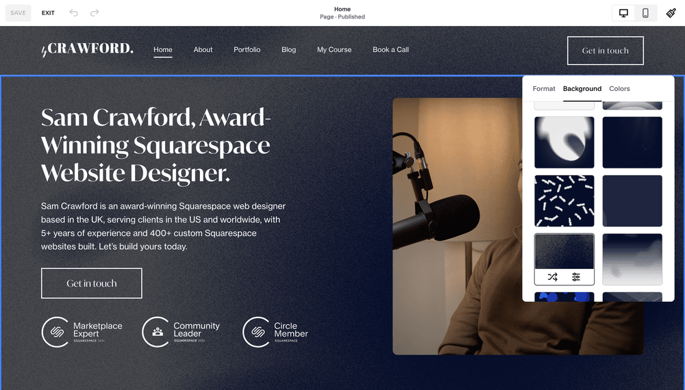 How to use Squarespace art backgrounds — by Crawford