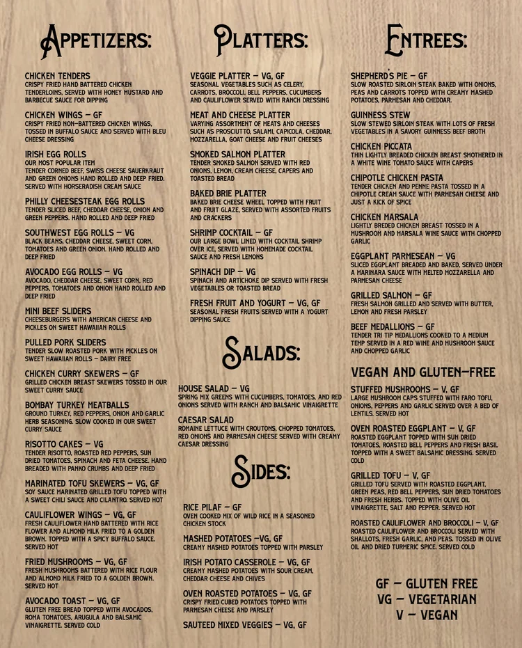 Limerick Menu Descriptions — The Irish Rover Pub