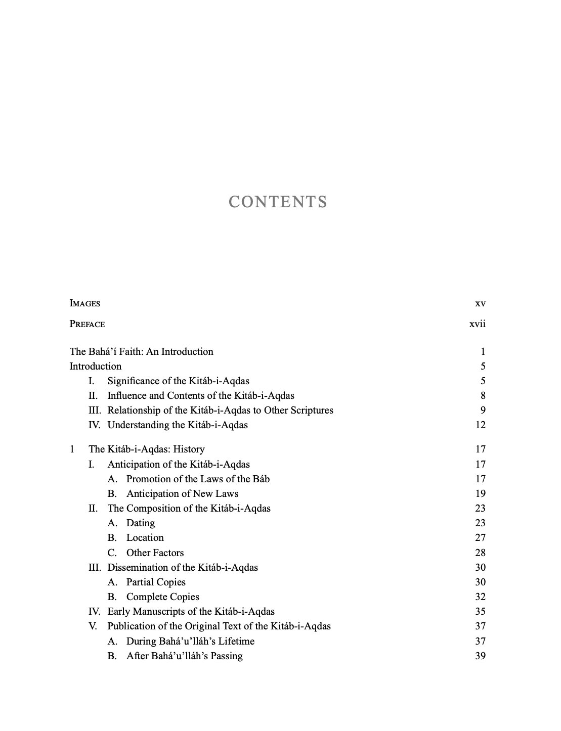 Detailed Table of Contents — EXPLORING THE KITÁB-I-AQDAS
