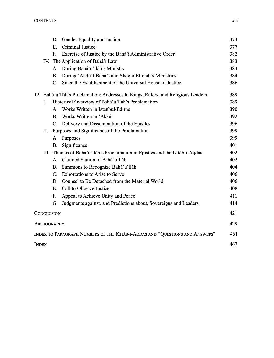 Detailed Table of Contents — EXPLORING THE KITÁB-I-AQDAS