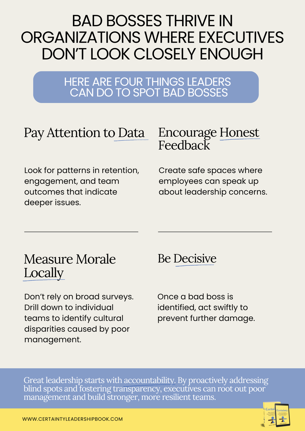 Four things leaders can do to spot bad bosses — Certainty Leadership Book