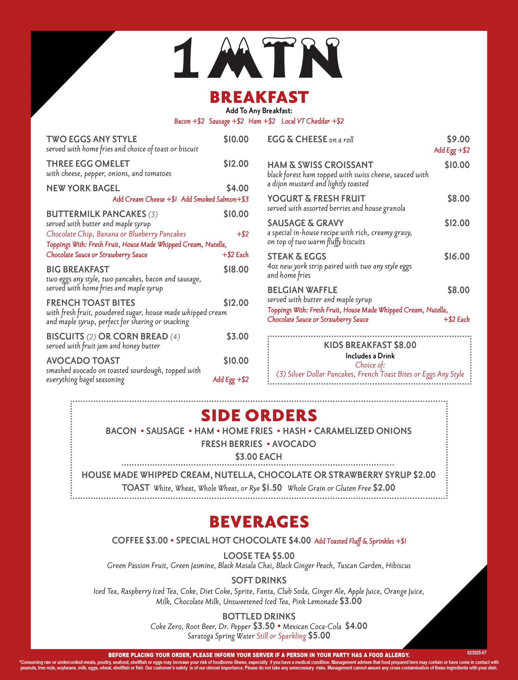 Breakfast Menu — 1 MTN