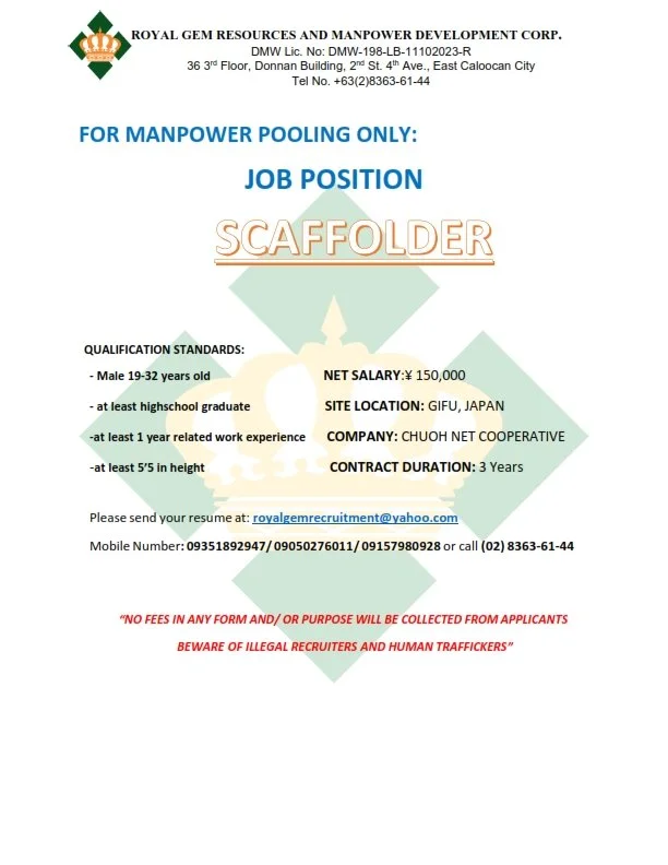 Services 1 — Royal Gem Resources and Manpower Dev't Corp.