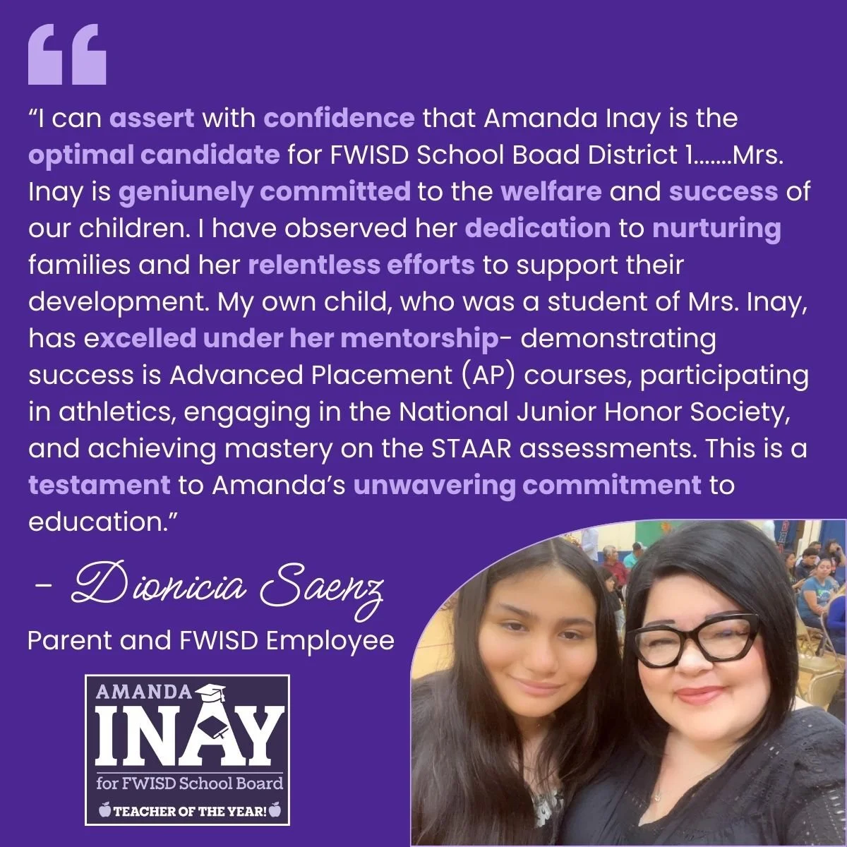 Amanda Inay for FWISD School Board District 1
