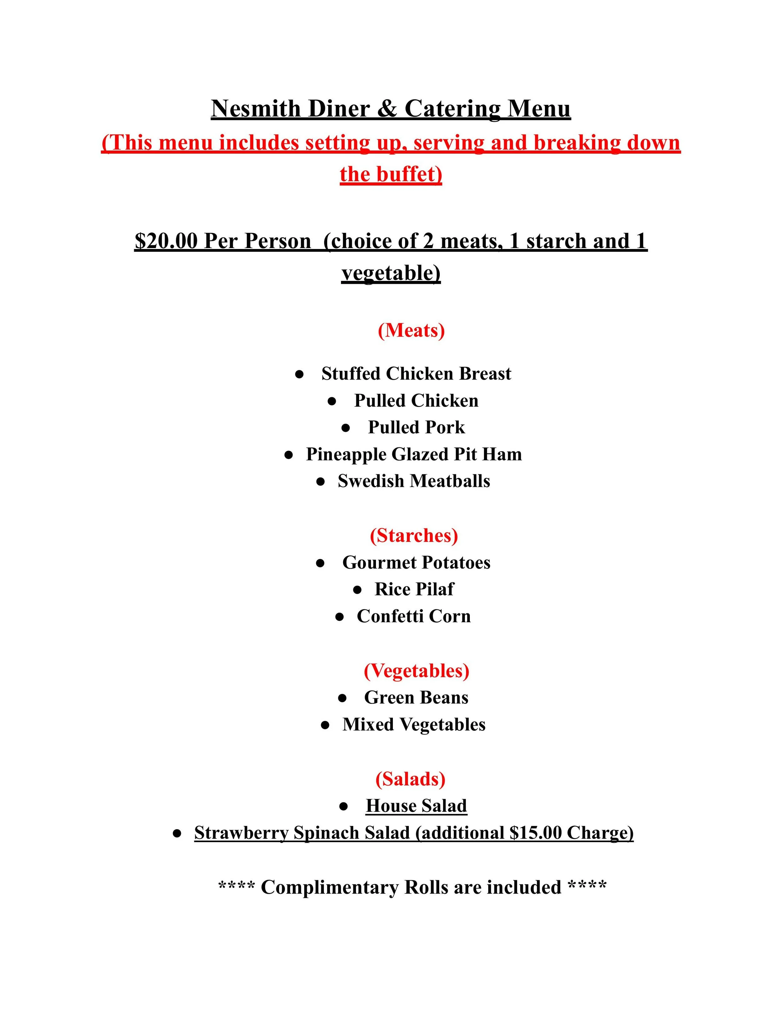 Catering — Nesmith Diner and Catering