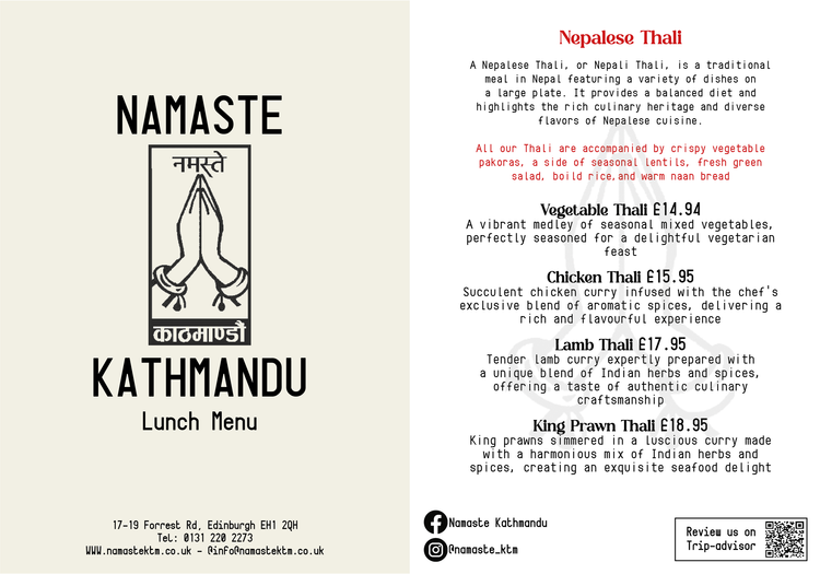 Nepali & Indian Lunch Specials — NAMASTE KATHMANDU